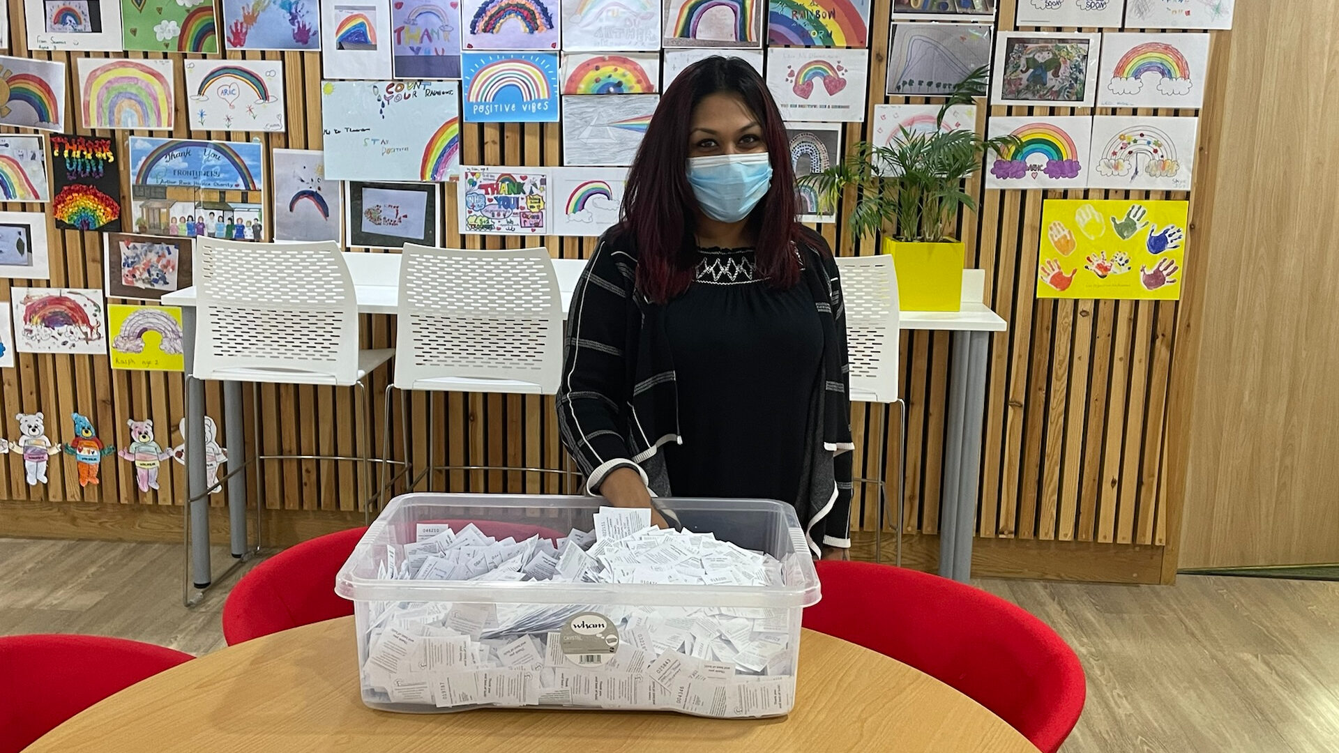 Santa pops in to draw our Winter Raffle - Arthur Rank Hospice Charity